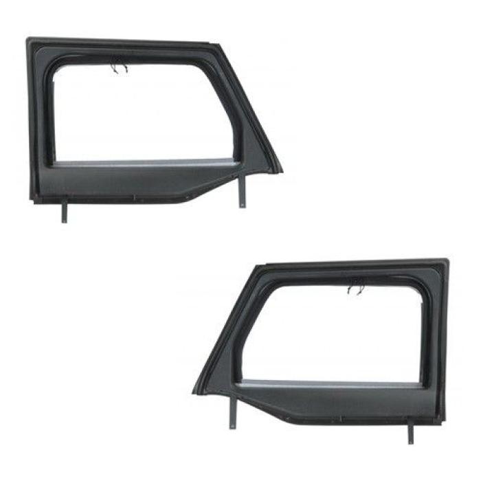 Front Upper Half Door Window Kit Pair Black 2007-2017 Jeep Wrangler JK ...